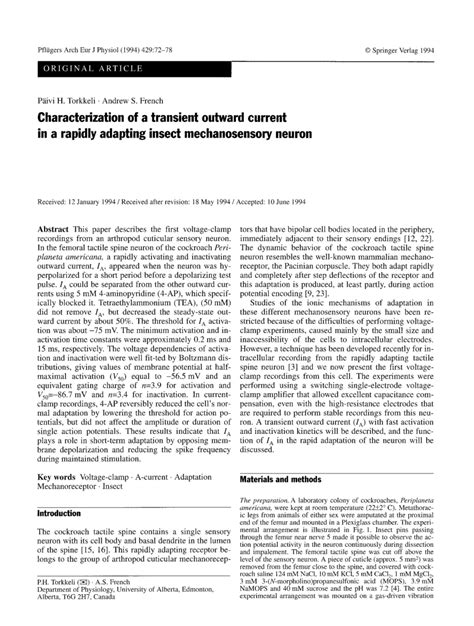 Pdf Characterization Of A Transient Outward Current In A Rapidly