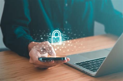 Premium Photo Data Security System Concept Business Man Is Logging Into System By Mobile Phone