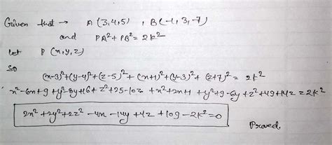 find the locus of p if pa 2 pb 2 2k 2 where a and b are the