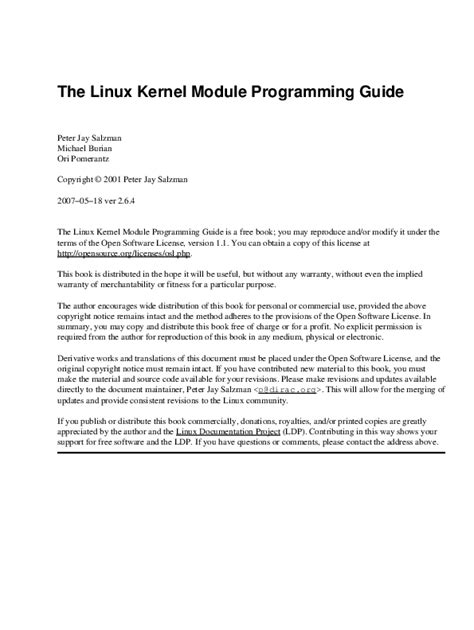 Pdf The Linux Kernel Module Programming Guide
