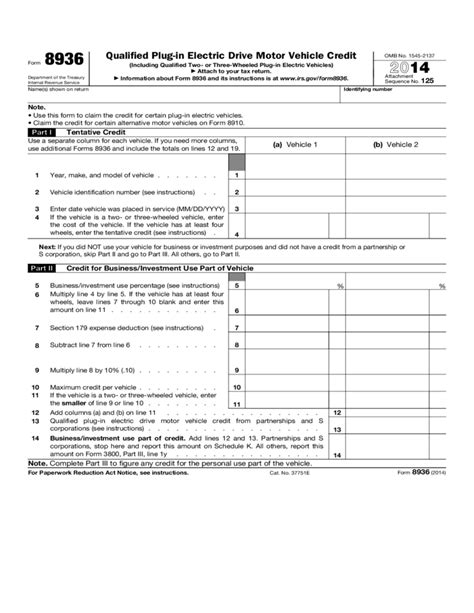 Form 8936 Qualified Plug In Electric Drive Motor Vehicle Credit 2014