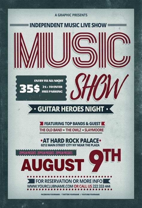 음악 쇼에 대 한 레트로 포스터 Hard Rock Retro Poster Independent Music