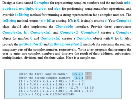 Java Programming A Complex Number Is A Number In The Form A Bi Where