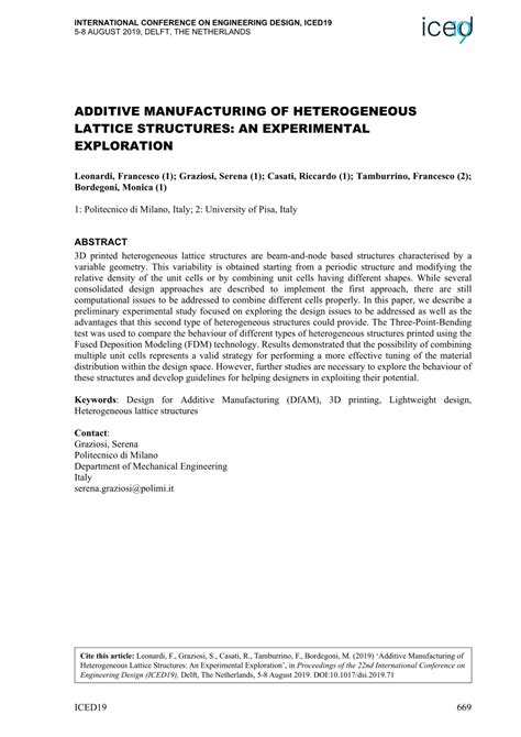 Pdf Additive Manufacturing Of Heterogeneous Lattice Structures An Experimental Exploration