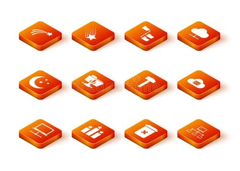 Set Computer Network Ranking Star Moon And Stars Ftp Folder Download Trash Can And Hammer