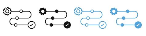 factory automation icons showing sequential workflow and performance