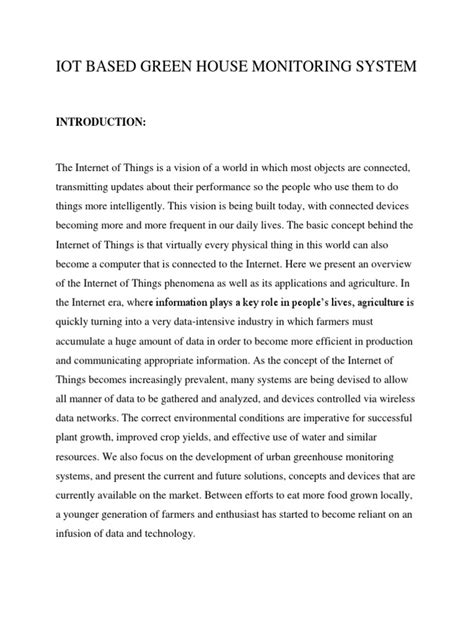 Iot Based Green House Monitoring System Pdf