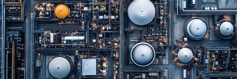 Complex Industrial Scene With Cylindrical Structures Stock Illustration