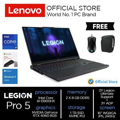 Promo Lenovo Legion Pro 5 16irx8 Core I9 13900hx 16gb 1tb Rtx4060 8gb 16gb Diskon 8 Di Seller