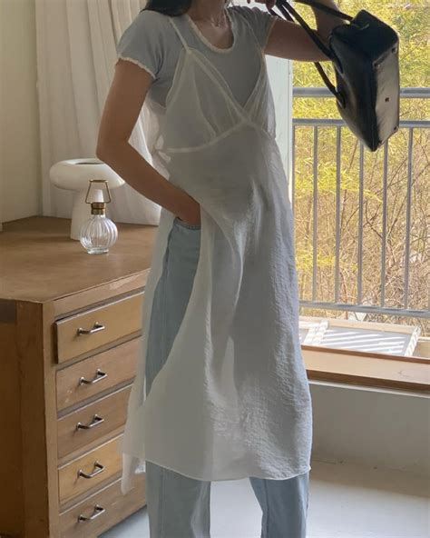 디투링크 런던레이스 시스루 원피스 사계절 레이어드템 뷔스티에 어깨끈 옆트임 여신룩 83550