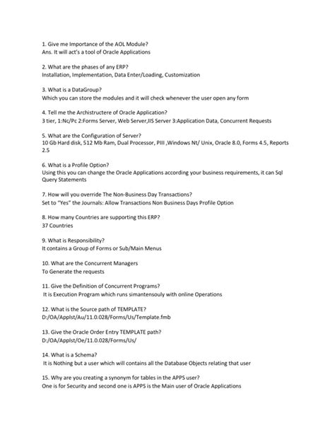 Aol Interview Questions Pdf Oracle Database Invoice