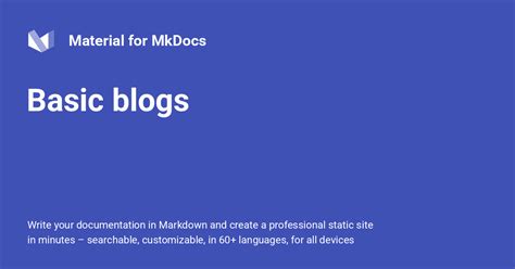 Basic Blogs Material For Mkdocs
