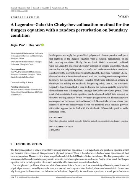A Legendregalerkin Chebyshev Collocation Method For The Burgers Equation With A Random