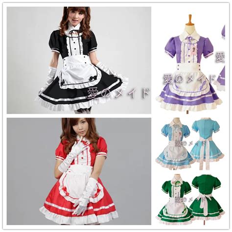 일본 애니메이션 코스프레 의상 메이드 복장 짧은 소매 메이드 복장 코스프레 T001 Aliexpress