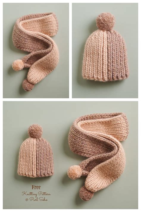 Two Tone Hat And Scarf Set Free Knitting Patterns Knitting Pattern