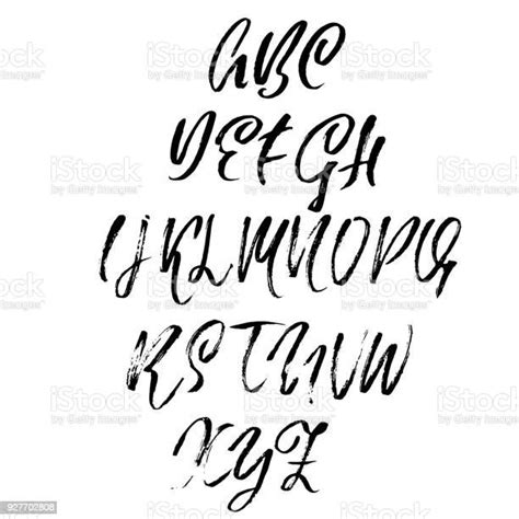 Handdrawn 드라이 브러쉬 폰트입니다 현대 브러쉬 레터링입니다 그런 지 스타일 알파벳입니다 벡터 일러스트입니다 0명에 대한 스톡 벡터 아트 및 기타 이미지 Istock