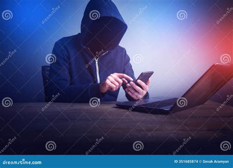 Hacker Typing Code On Laptop Keyboard With His Fingers Stock Image 161100817