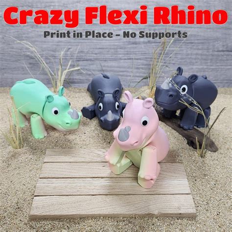 🦏 Crazy Flexiarticulated Rhino Rhinoceros Dexterity Toy Print In