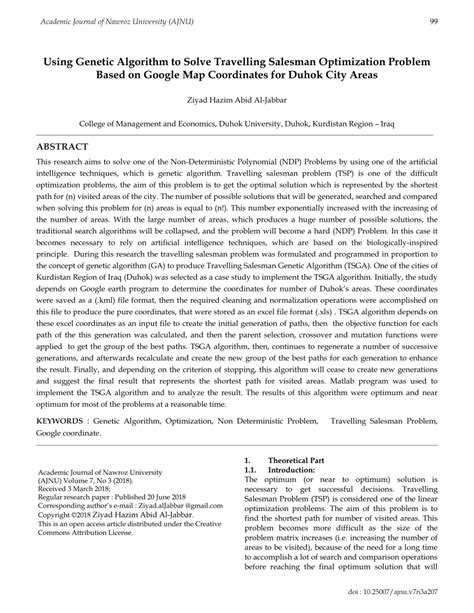 Pdf Using Genetic Algorithm To Solve Travelling Salesman Optimization