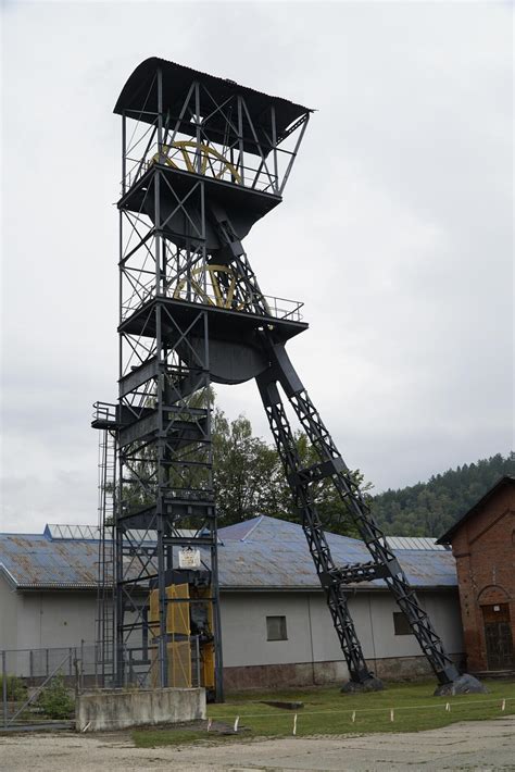 Nowa Ruda Poland August 4th 2024 Coal Mine Shaft Elevator