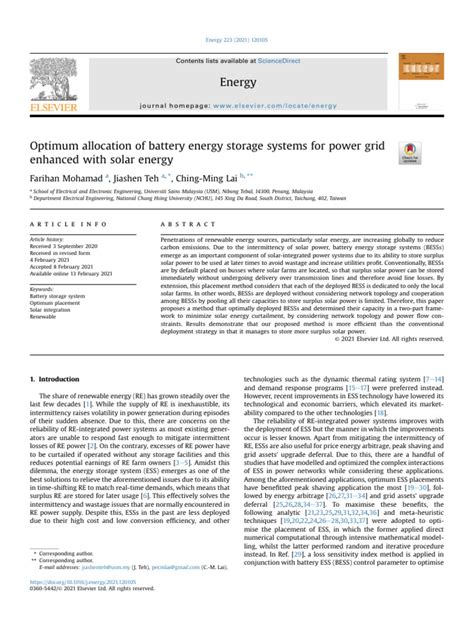 Optimum Allocation Of Battery Energy Storage Systems For Power Grid