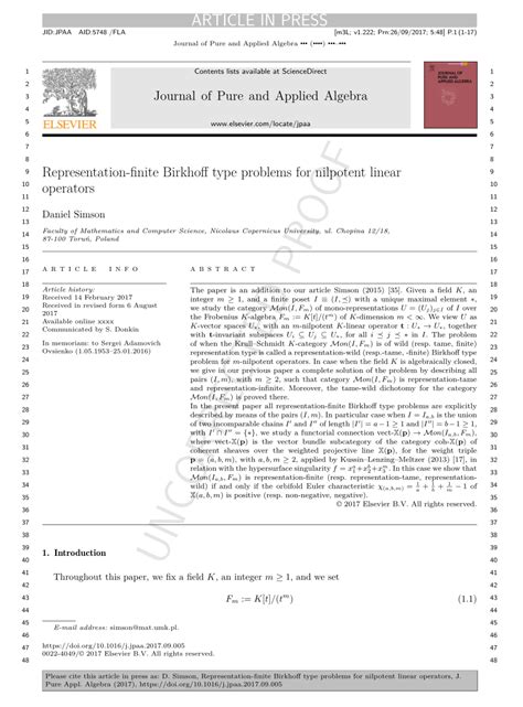 PDF Representation Finite Birkhoff Type Problems For Nilpotent Linear