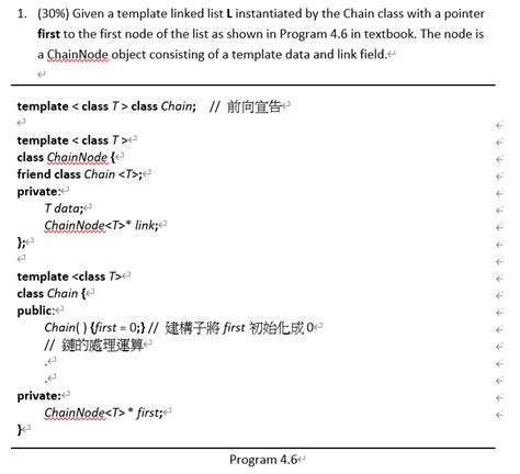 Solved 1 30 Given A Template Linked List Linstantiated