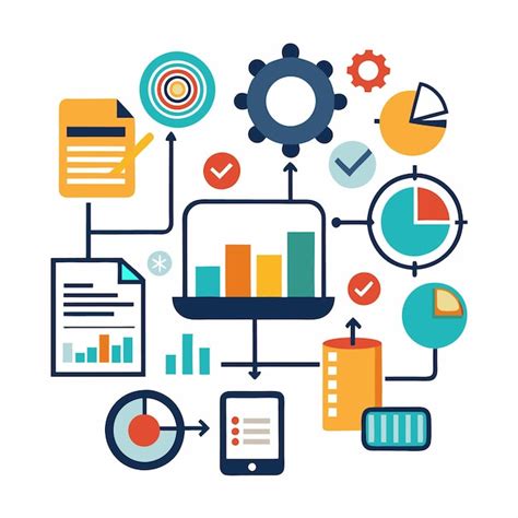 Business Workflow With Colorful Icons And Charts Premium Ai Generated