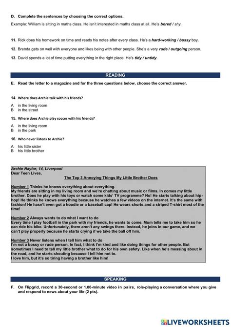 8th Grade Version 2 Unit 1 Test Worksheet Live Worksheets