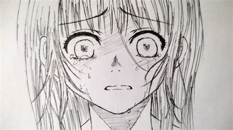 Anime Sketch Girl Crying