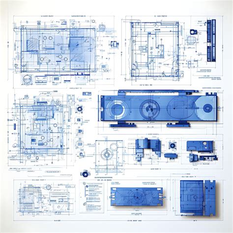 Premium Ai Image A Set Frame Of Blueprint Blueprinting Paper Light Blue Color Blueprint Prin