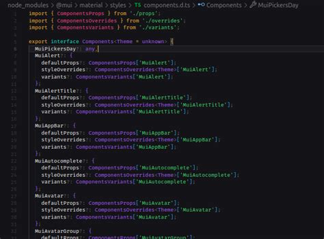 Datepicker Muipickerdays Has Type Error Inside Createtheme To Override Styles · Issue 5236