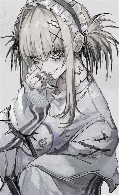 Satoinu111 Original Highres 1girl D Bags Under Eyes Face Piercing Hair Ornament