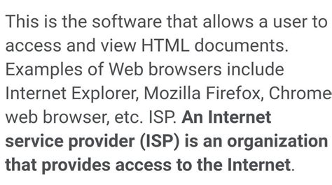 What Is ISP Web Browser And Server Brainly In