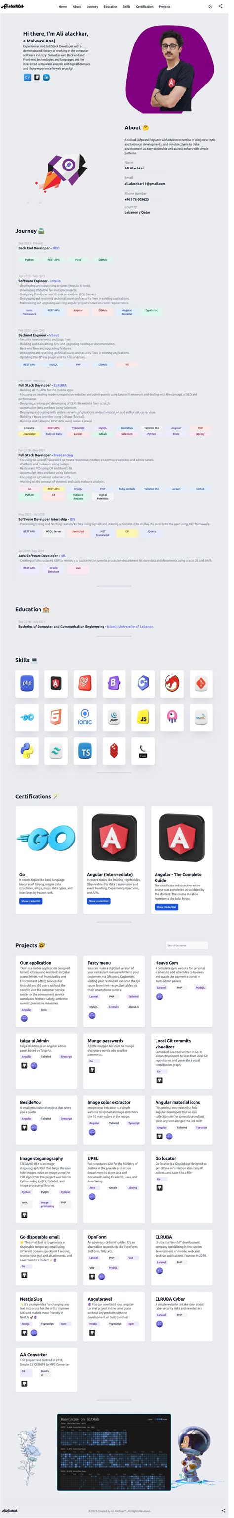 My Portfolio Angular 16 Tailwind And More Ali Alachkar Posted On The Topic Linkedin
