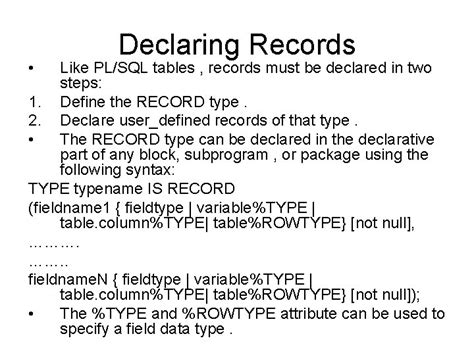 Composite Data Types Plsql Table Composite Data Types