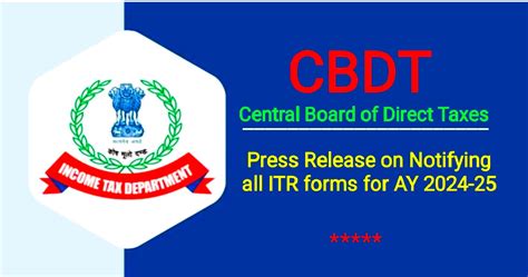 CBDT Press Release Notification About Release Of All ITR Forms For The AY AnpTaxCorp
