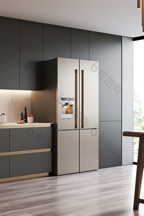 现代厨房冰箱摄影图图片 包图网
