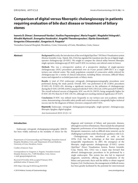 Pdf Comparison Of Digital Versus Fiberoptic Cholangioscopy In Patients Requiring Evaluation Of