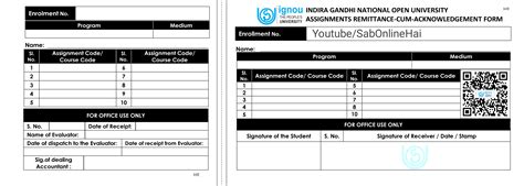 Ignou Acknowledgement Slip Download For Assignment