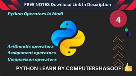 python part4 python operator in hindi arithmetic operator assignment operator relational