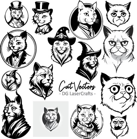 Dapper Cats And Wizard Cats Vector Logos Illustrator Svg Pdf Eps Digital Download Etsy