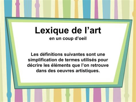 Arts Plastiques Sec 1 ART Definitions Pptx