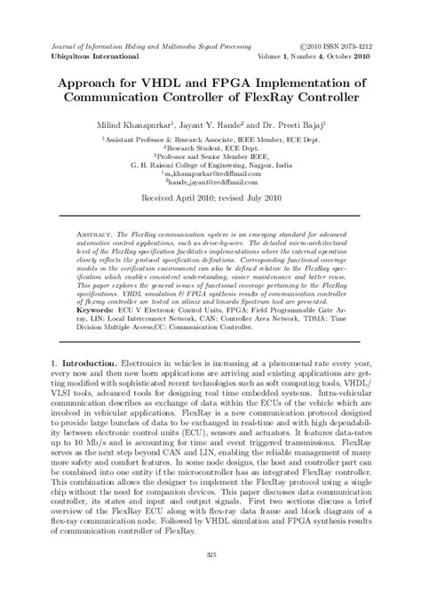 pdf vhdl fpga implementation of flexray controller
