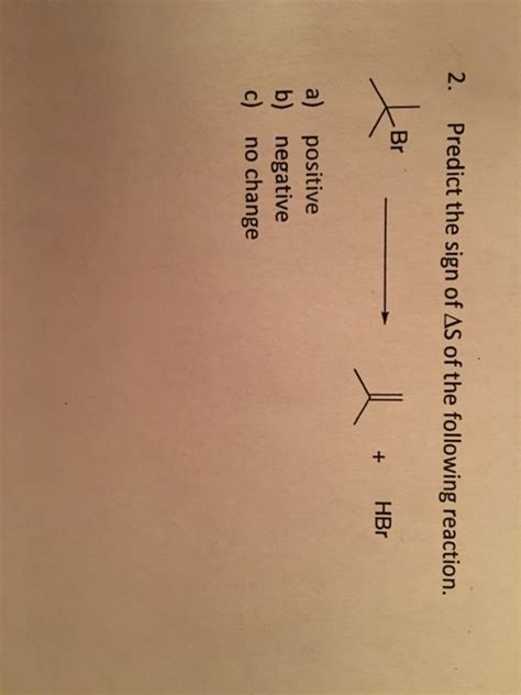 Solved Predict The Sign Of Delta S Of The Following