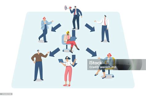 비즈니스 팀 위임 구조 기업 팀워크 작업 제어 계획 사람들의 의무 및 우선 순위 구분 벡터 디자인 일러스트레이션 개념에 대한