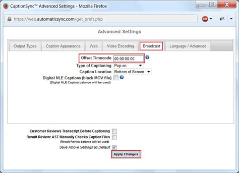 Ast Caption Offset Timecode