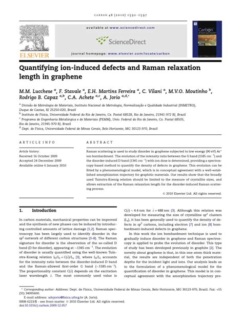 Quantifying Defects Graphene Pdf Graphene Raman Spectroscopy