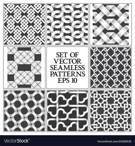 Set Monochrome Seamless Patterns Swatches Of Vector Image