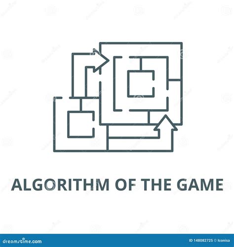 Algorithm Of The Game Vector Line Icon Outline Concept Linear Sign Stock Vector Illustration
